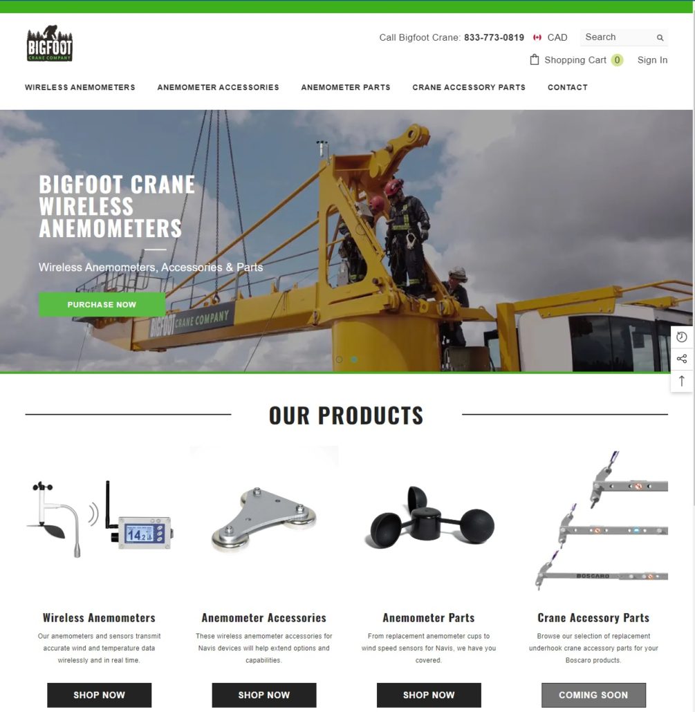 Bigfoot Crane Unveils E-Commerce for Wind Measuring Instruments